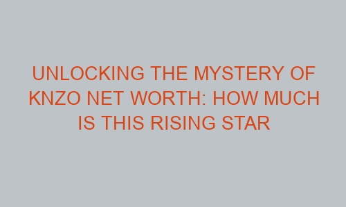 Unlocking the Mystery of Knzo Net Worth: How Much is This Rising Star Worth? - zigglytech
